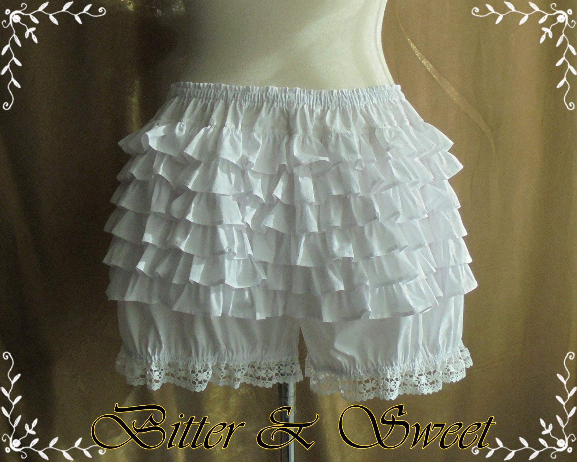 White or Black Color Short Bloomers With Ruffles on the Back - Etsy