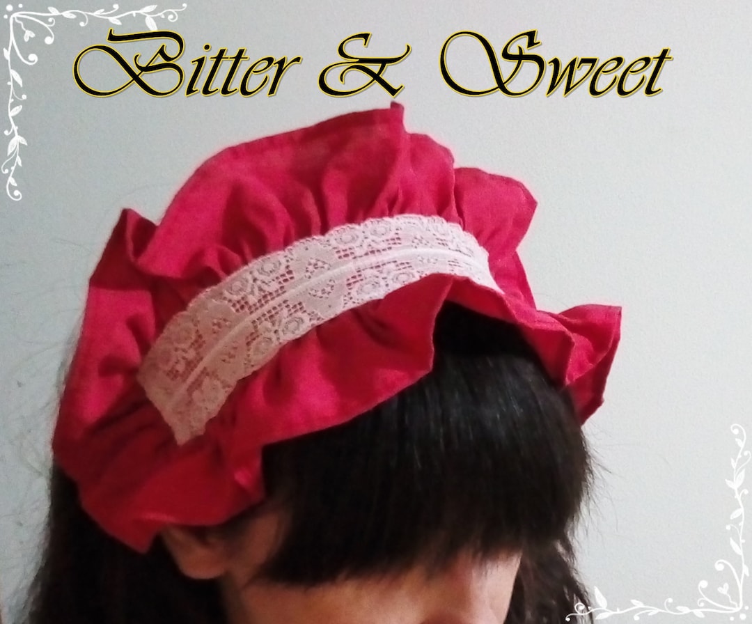 Red Maid Headdress With Big Ruffles and Ecru Lace-lolita-maid-halloween ...