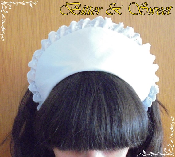 Cofia blanca redondeada de Doncella Lolita Maid Halloween | Etsy