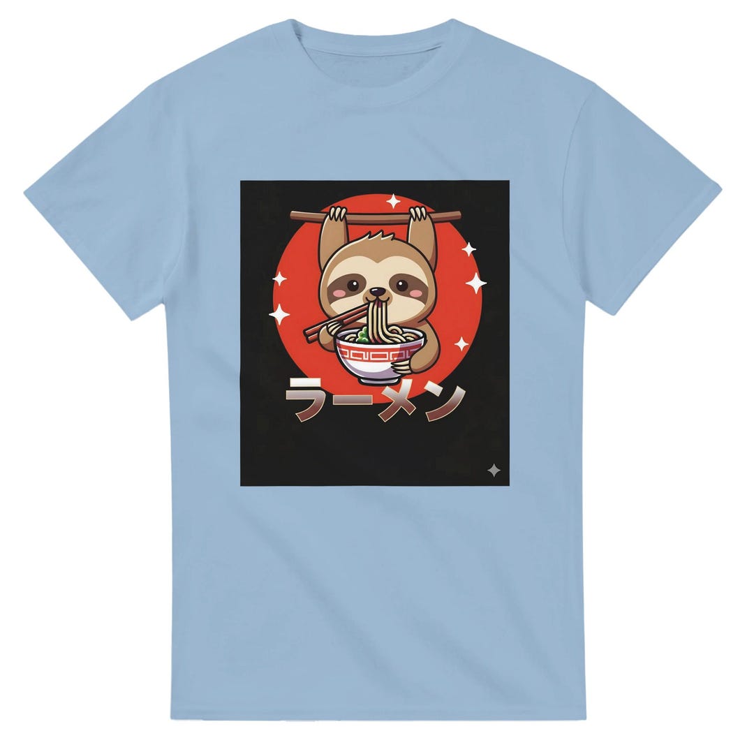 Kawaii Sloth Eating Ramen Tee With Japanese Writing - Etsy