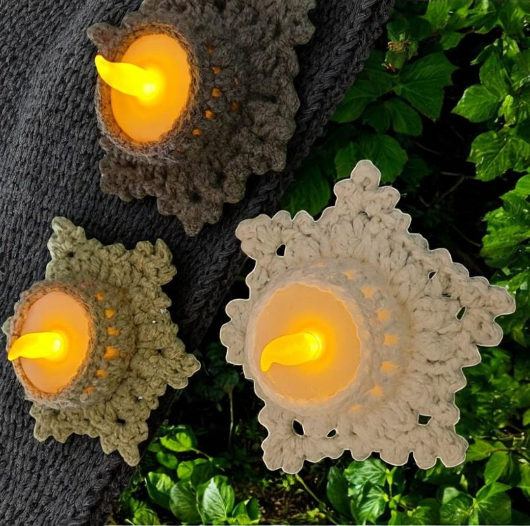 Let It Snow Tealight Holder Crochet Pattern PDF, Winter Candle Holder ...