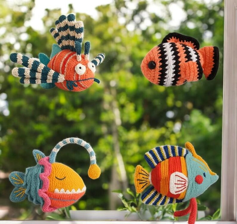 4 in 1 Fish Amigurumi Crochet Pattern PDF, Lionfish Clownfish Angelfish ...