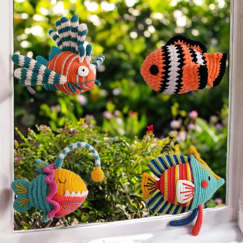 4 in 1 Fish Amigurumi Crochet Pattern PDF, Lionfish Clownfish Angelfish ...