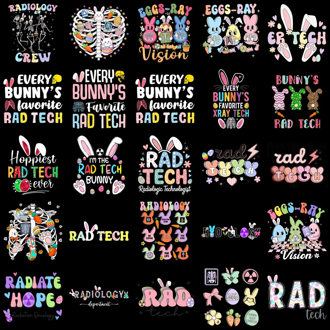 Easter Rad Tech PNG Bundle, Radiology Tech Bunny Designs, Eggs Ray Xray ...