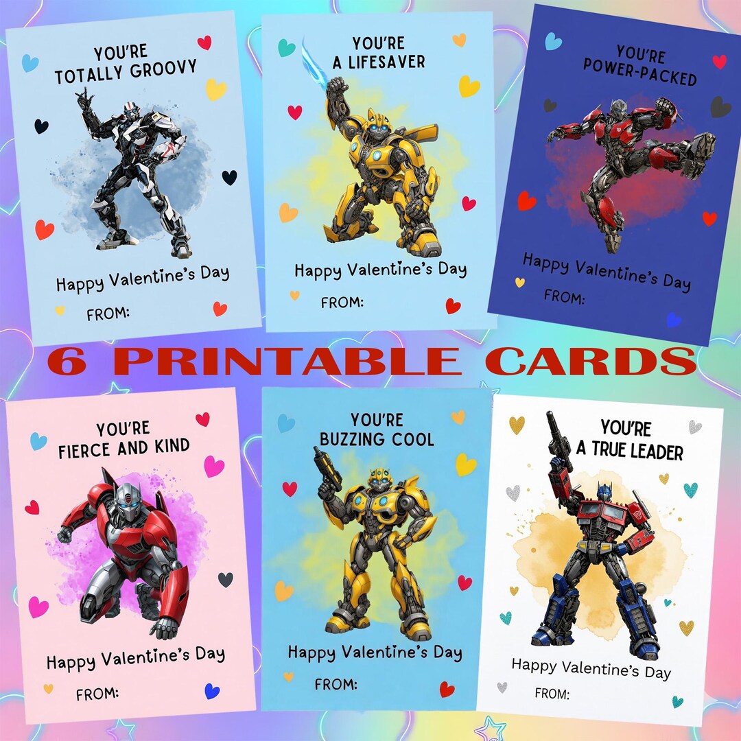 Printable Autobots Valentine's Day Cards, Rescue Bots Kids Valentine ...