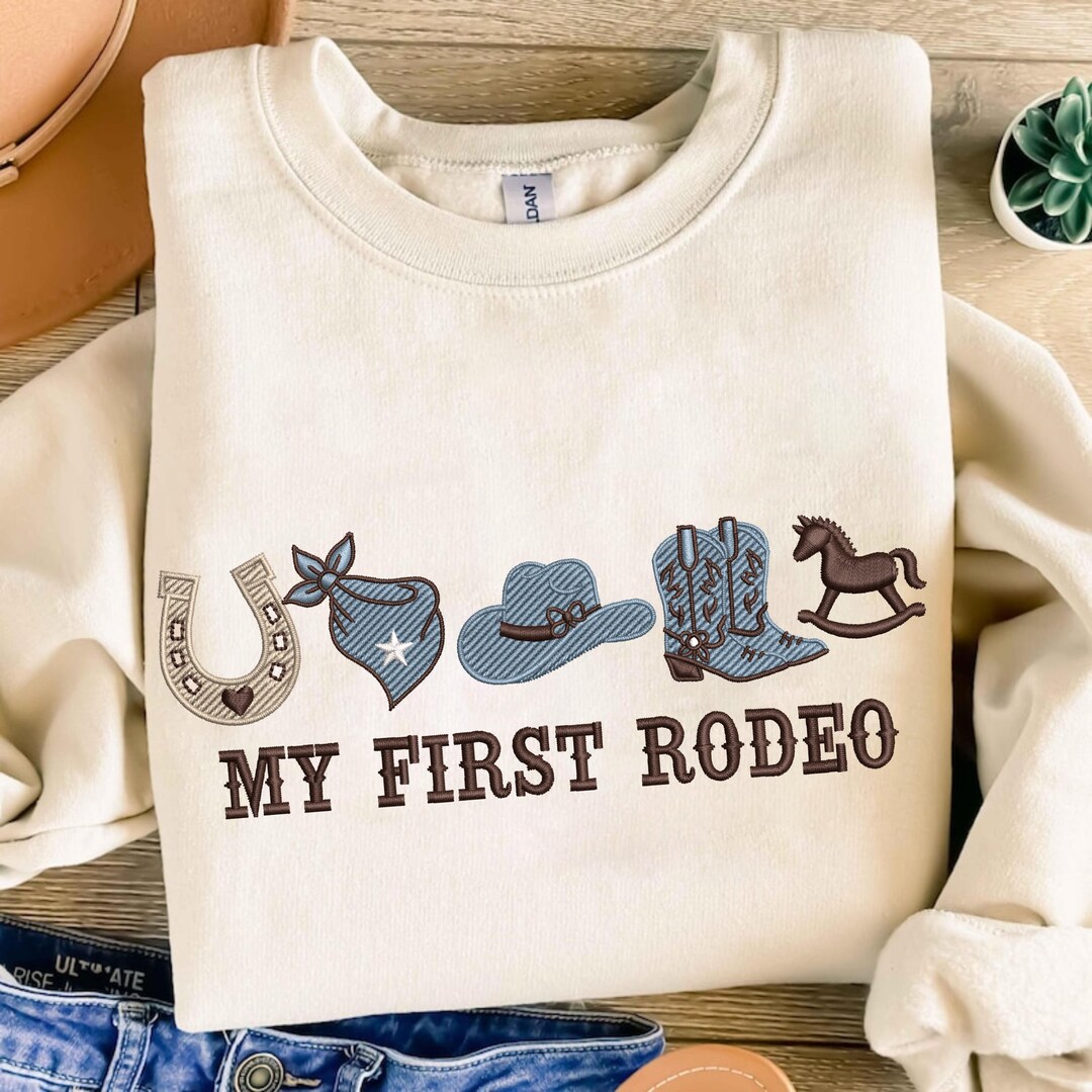 My First Rodeo Embroidery Design, Baby Cowboy Western Stitch Pattern ...