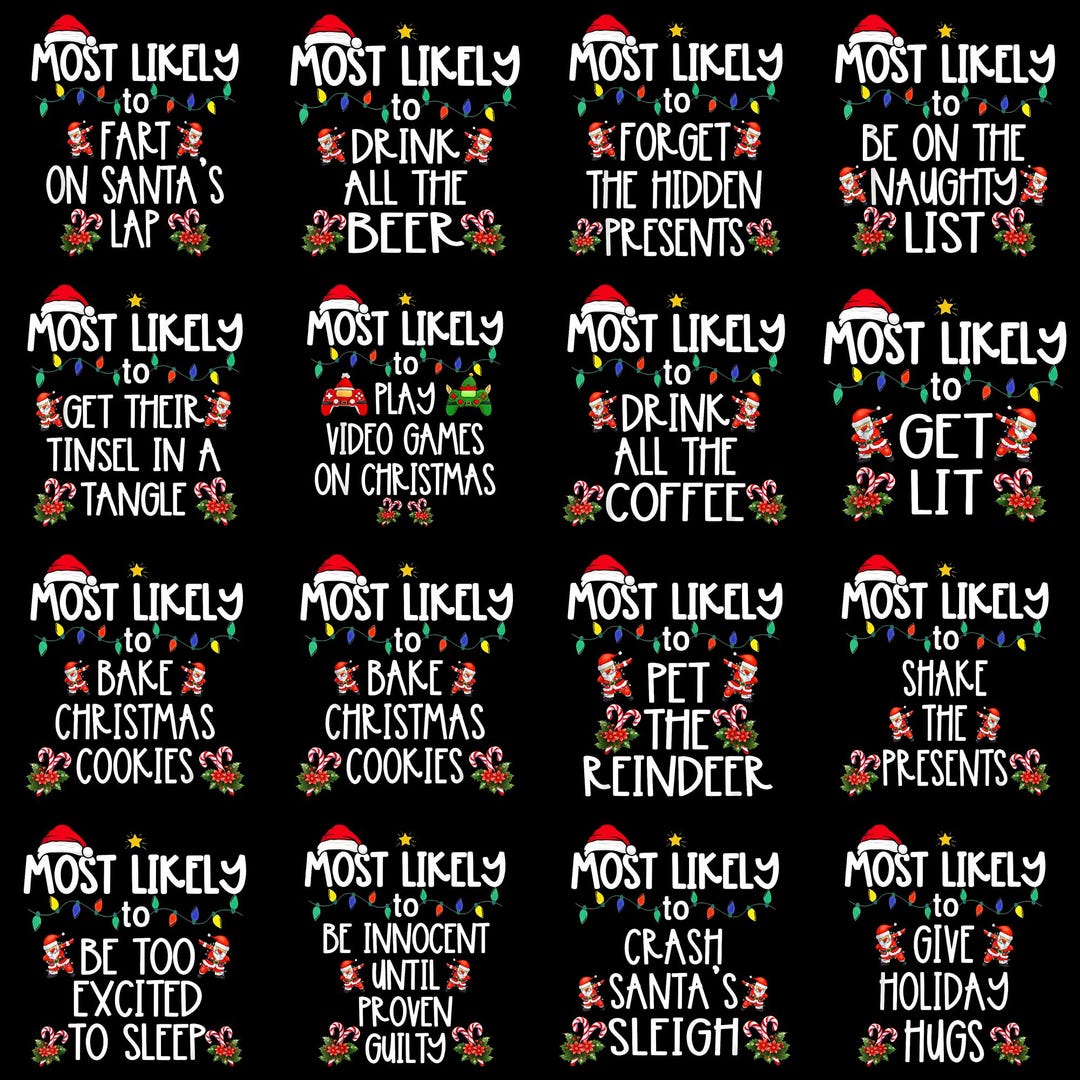 Most Likely to Christmas Family Matching 2025 PNG - Funny Xmas Family ...