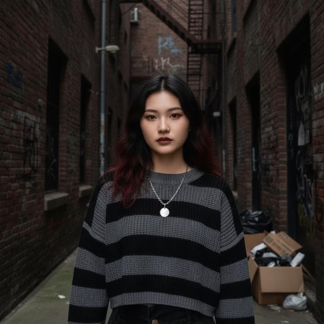 Striped Knit Crop Sweater • Goth Grunge Pullover, Alt Streetwear Gothic ...