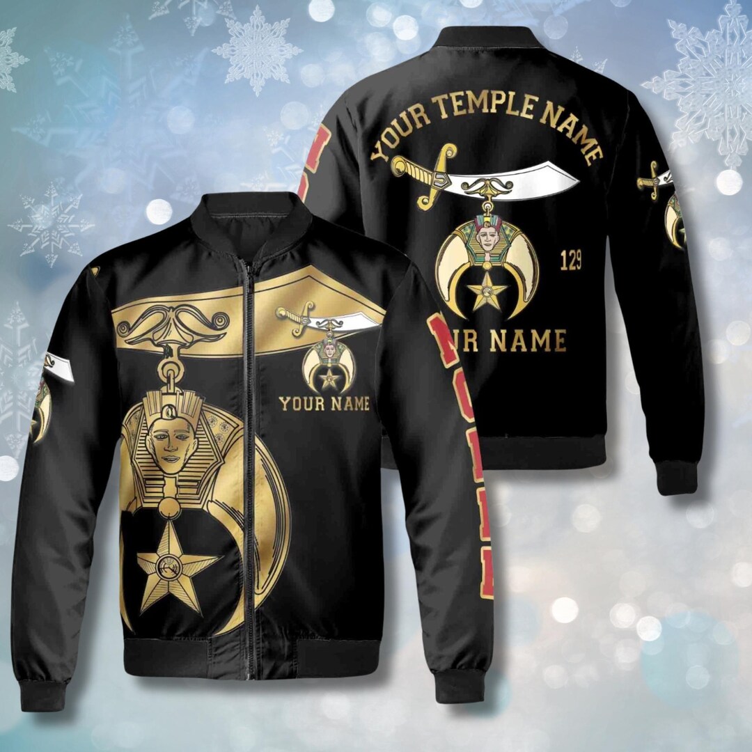 Custom Shriner Bomber Jacket With Temple Name, Your Name & Number ...