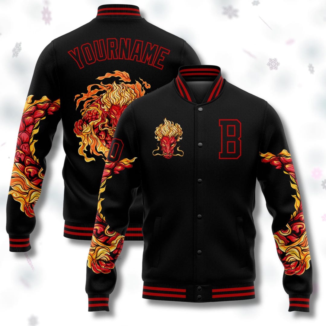 Personalized Fire Dragon Varsity Jacket – Custom Letterman Bomber - Etsy