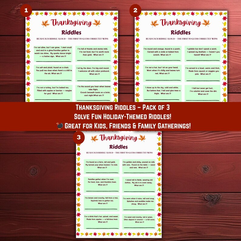 Printable Thanksgiving Games – Family & Friends Activities (PDF ...