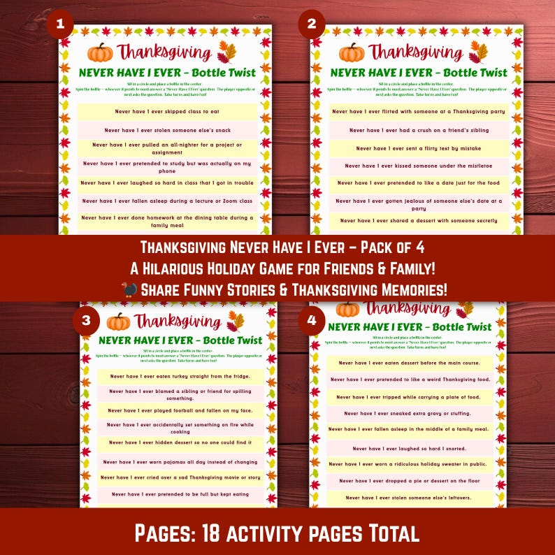 Printable Thanksgiving Games – Family & Friends Activities (PDF ...