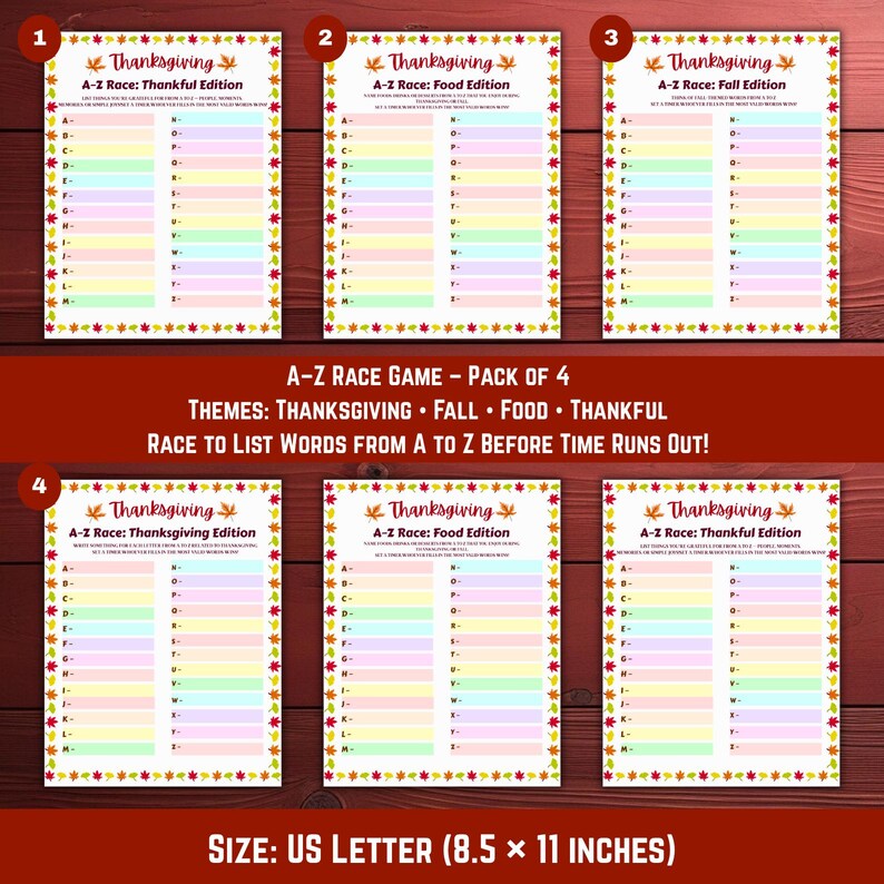 Printable Thanksgiving Games – Family & Friends Activities (PDF ...