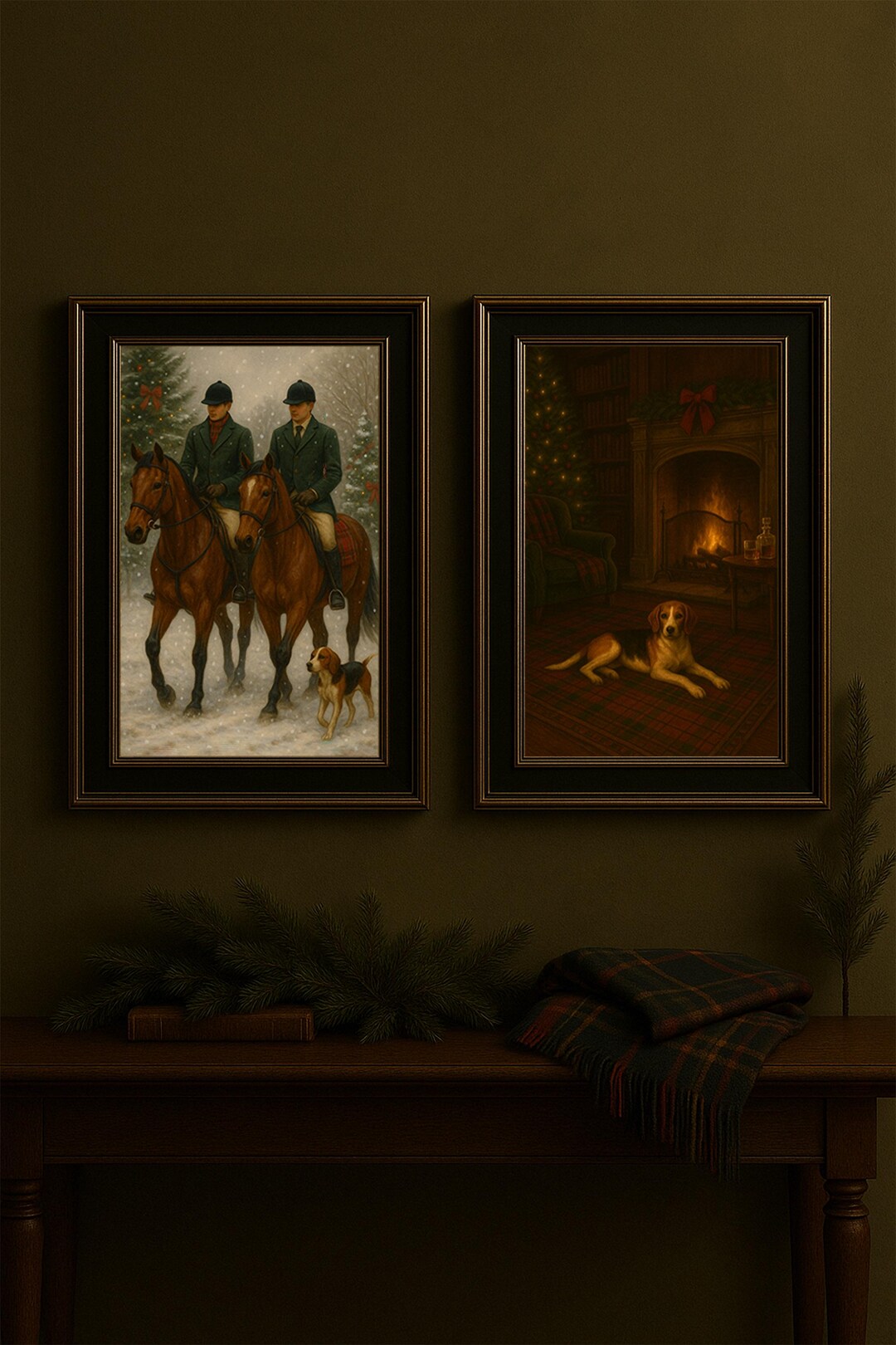 Ralph Lauren Style Christmas Equestrian Art Prints | Beagle, Horse ...