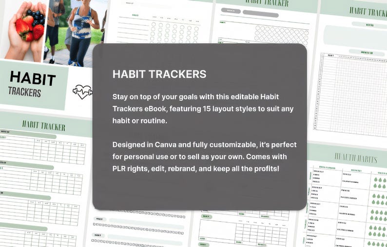 Printable Habit Tracker Canva Templates | Daily Monthly Goal Bundle ...