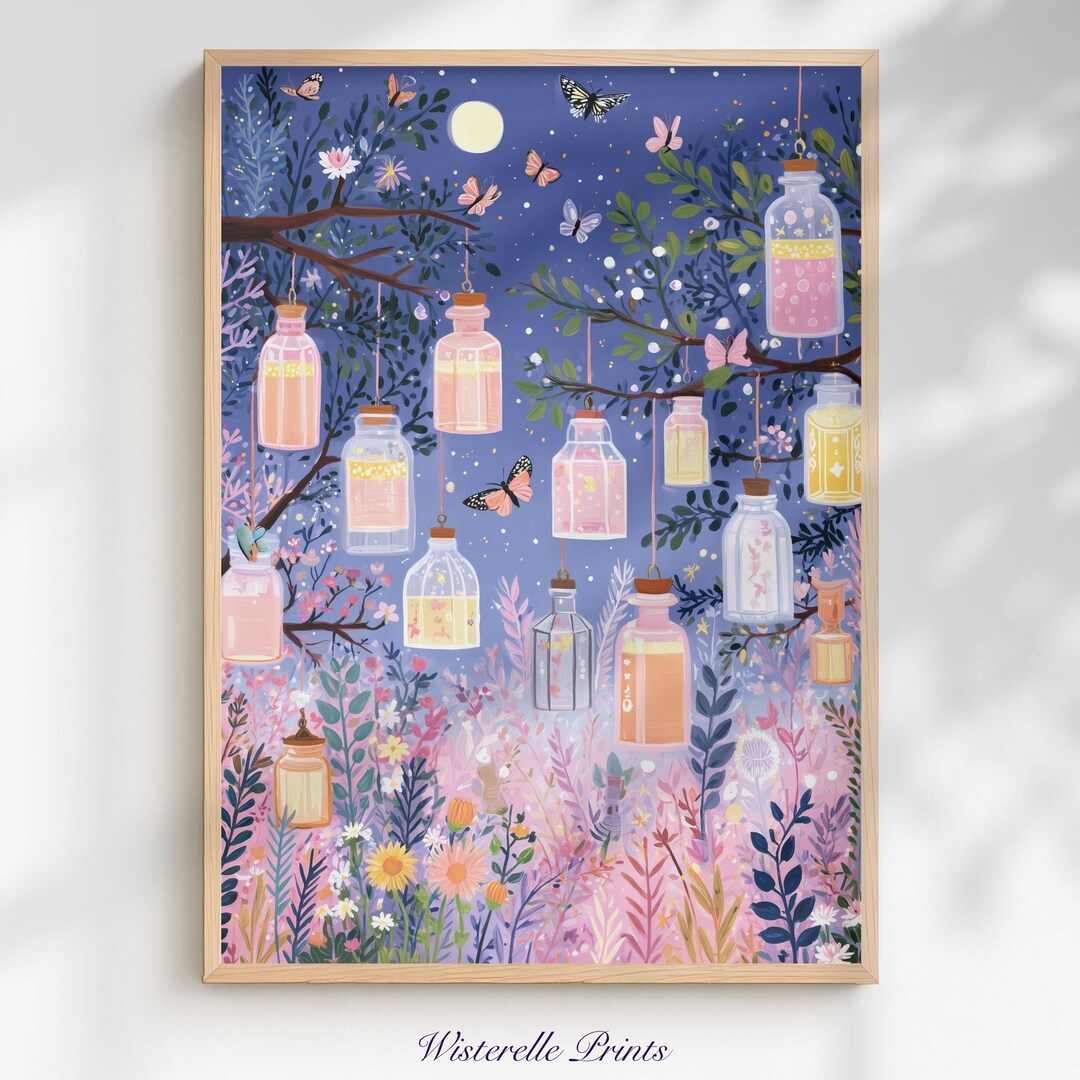 Potion Night Sky Wall Art Print: Alchemy Fairytale Kids Room Decor ...