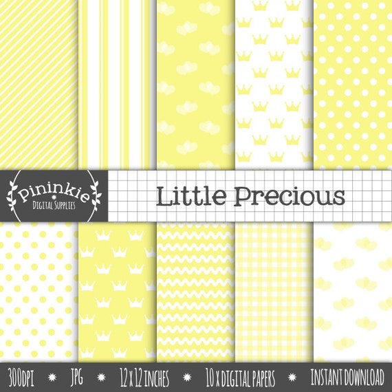 Items similar to Baby Digital Paper, Yellow Digital Scrapbooking Paper ...
