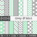 Mint Digital Paper Pack Grey Digital Scrapbook Paper Pack | Etsy