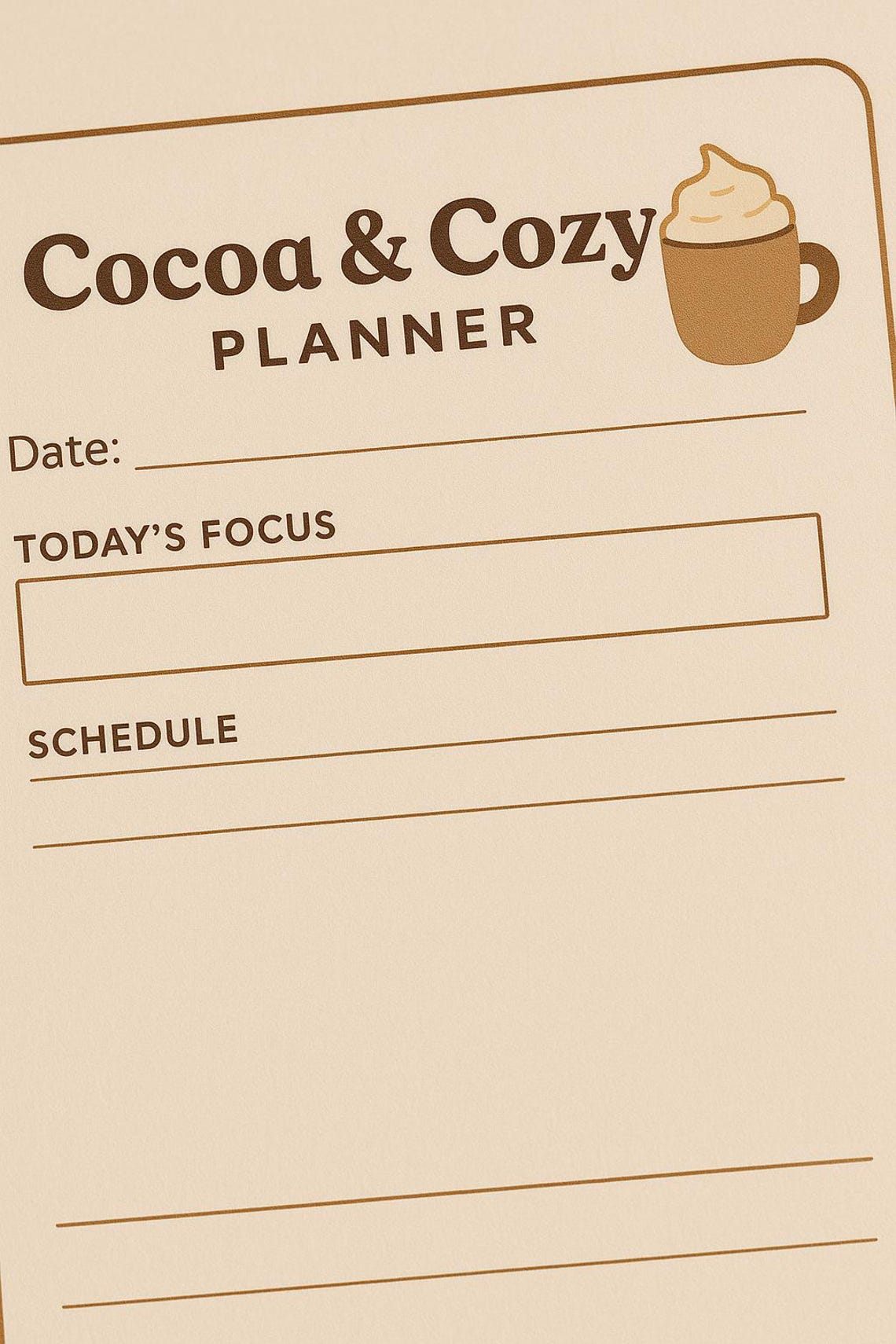 Cocoa & Cozy Planner Set | Warm Hygge Printable (daily, Weekly, Monthly ...