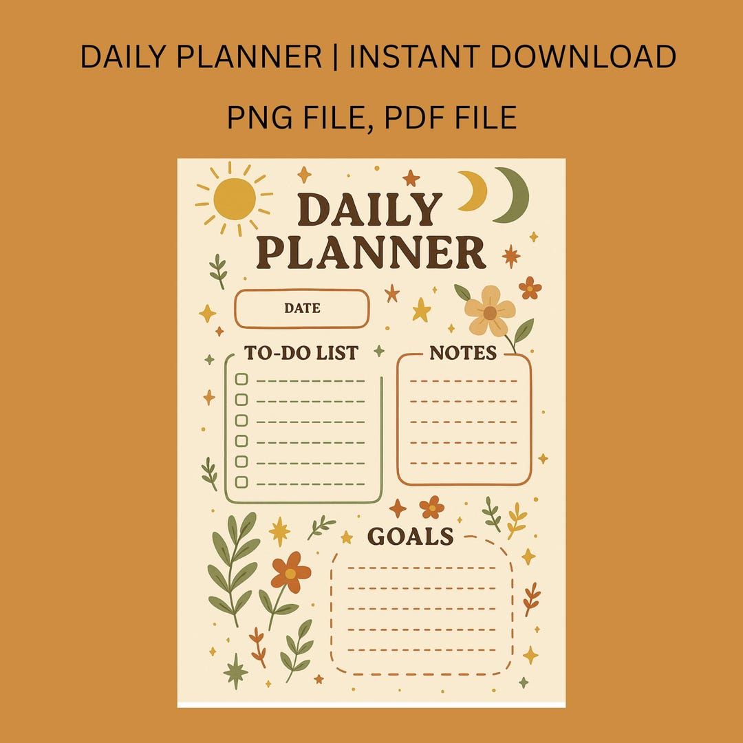 Boho Daily Planner | Printable to Do List & Goals | Cozy Autumn | PDF ...