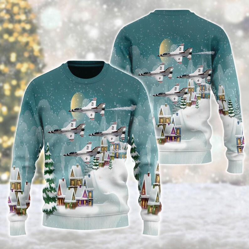 US Air Force Thunderbirds Christmas Hoodie, Patriotic Military Sweater ...