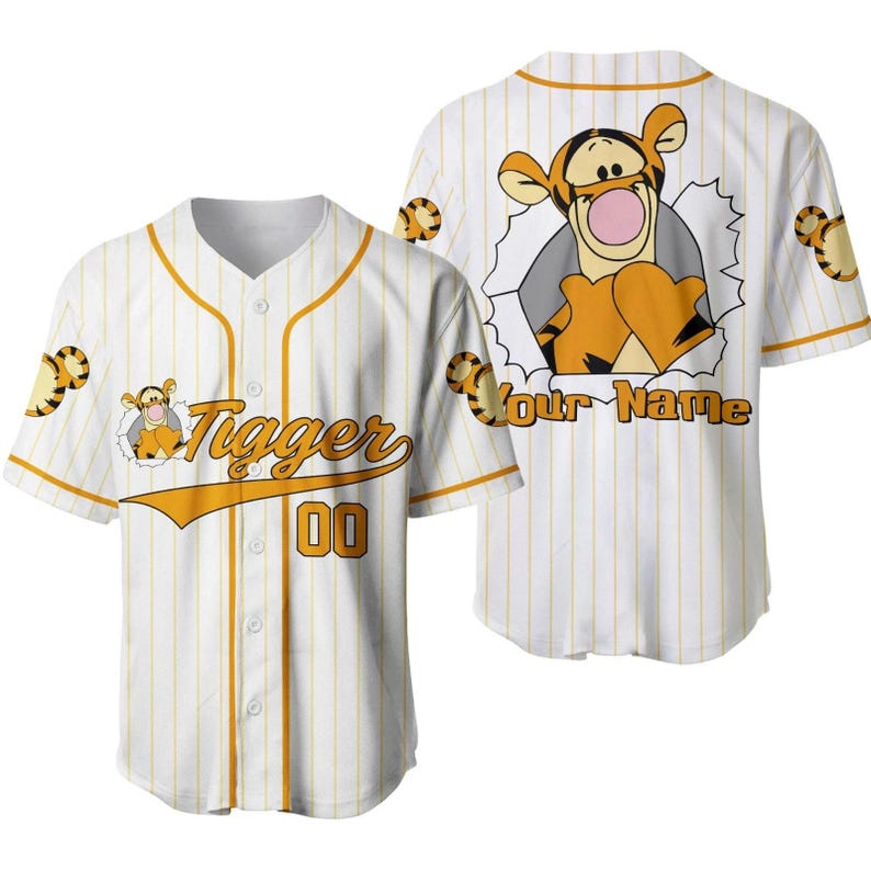 Personalized Disney Tigger Winnie Pooh Baseball Jersey Shirt, Tigger ...