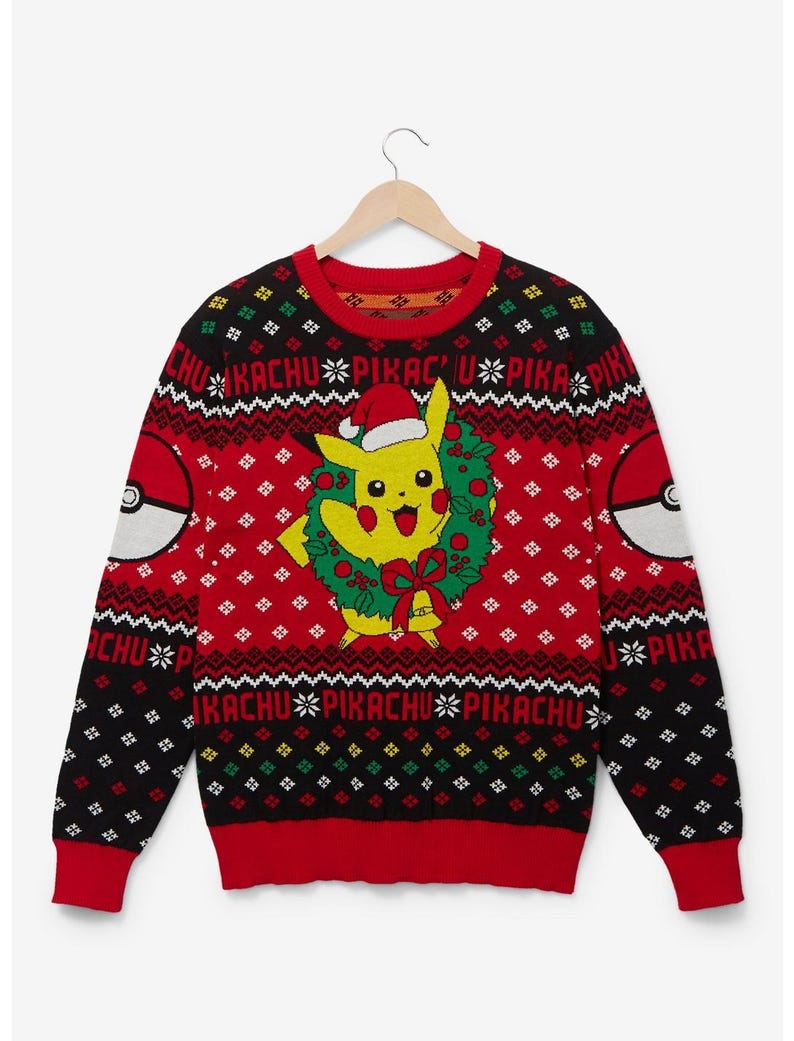 Pikachu Pokemon Christmas Sweater, Pikachu Pokémon Ugly Christmas ...