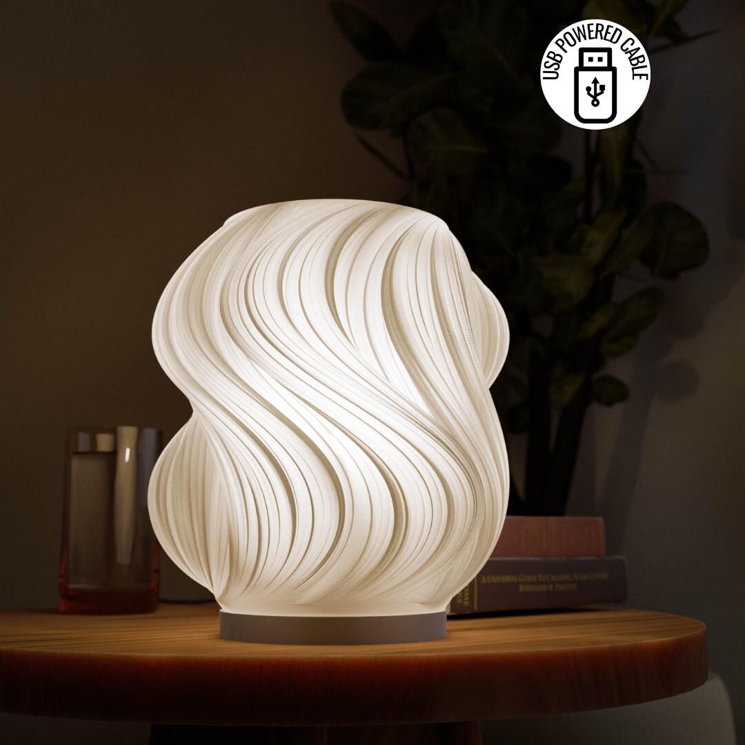 Wavy Lampshade for Table | 3D Printed Lamps | Unique Modern Home Decor ...