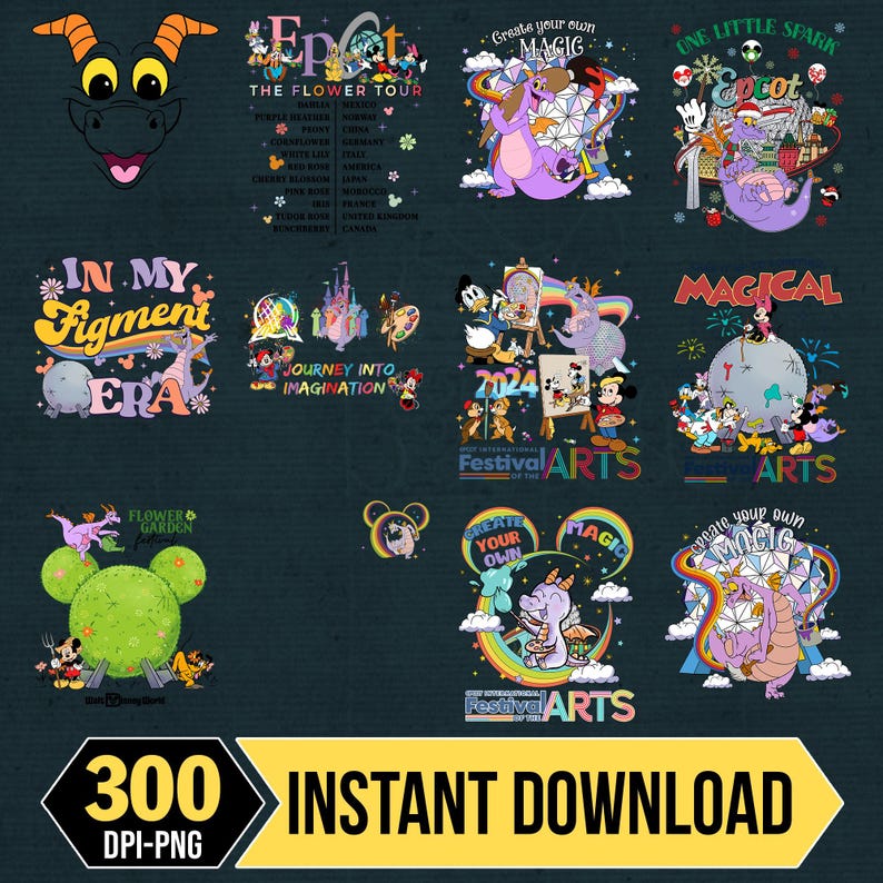 Epcot Festival of the Arts Purple Dragon Bundle Png, One Little Spark ...