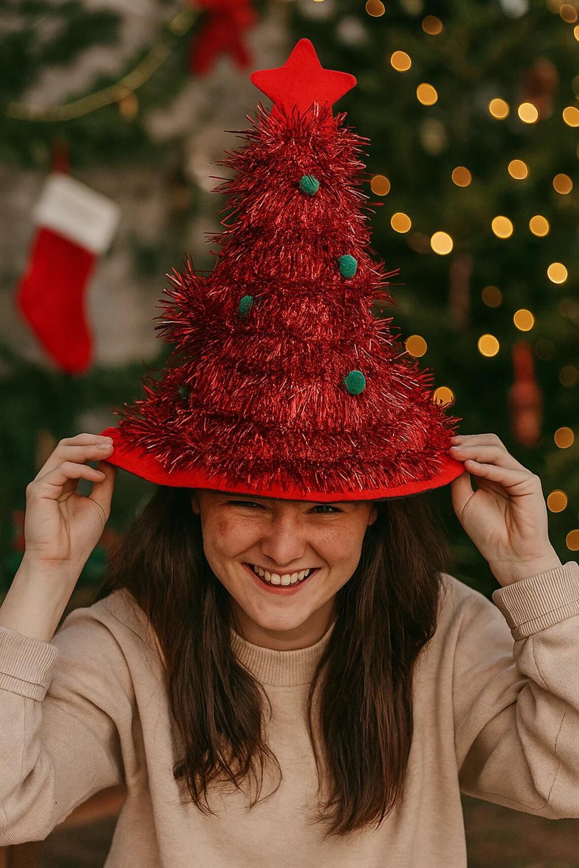 Handmade Glitter Christmas Tree Hat - Festive Holiday Party Costume - Etsy