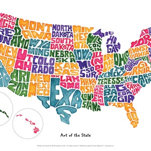 Art of the State Groovy Geography USA Map Poster 20 X 14 Inches - Etsy