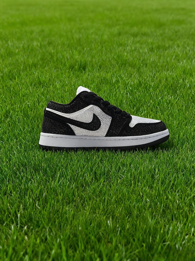 Custom Black White Diamond Air Jordan 1 | Hand Painted AJ1 Sneakers ...