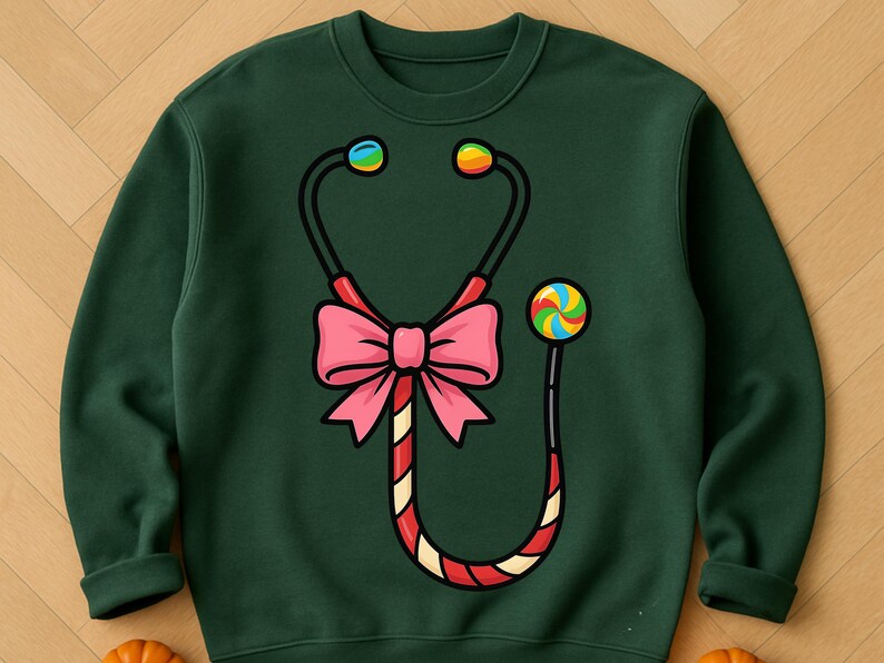Sublimation PNG: Whimsical Candy Cane Stethoscope Transparent Graphic ...