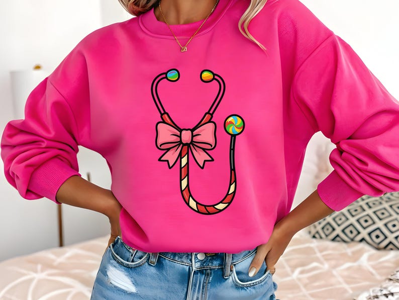 Sublimation PNG: Whimsical Candy Cane Stethoscope Transparent Graphic ...