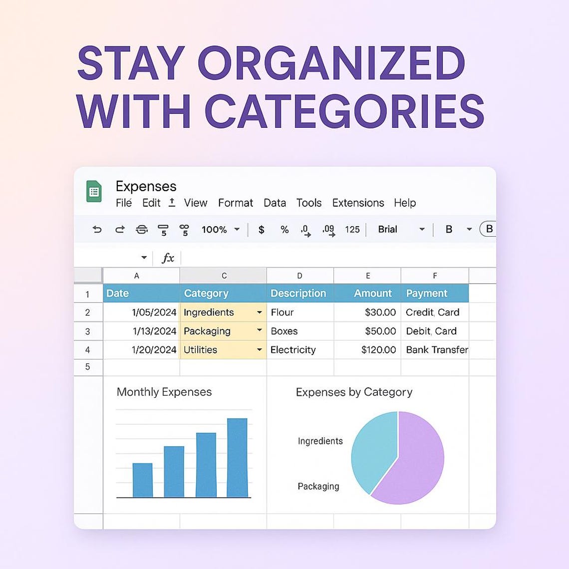 Home Bakery Expense Tracker | Small Business Finance Spreadsheet ...