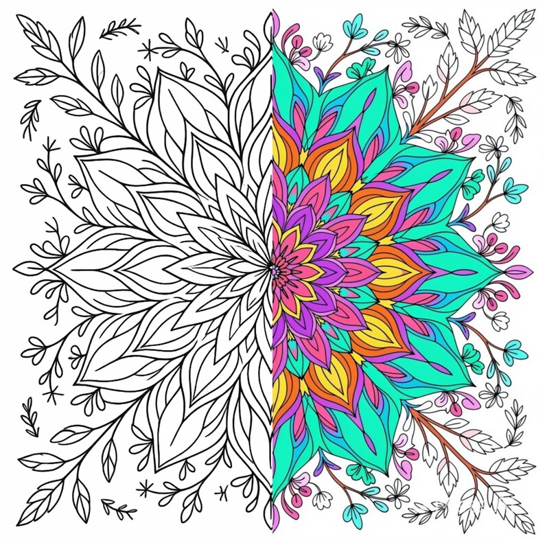 150 Floral Mandala Coloring Pages, Flower Designs, Stress Relief ...
