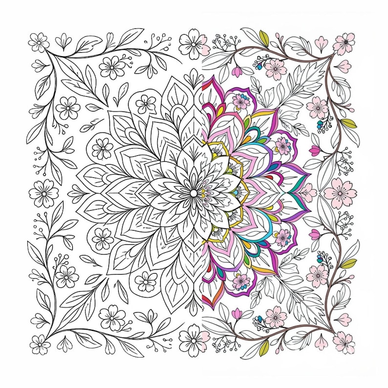 150 Floral Mandala Coloring Pages, Flower Designs, Stress Relief ...