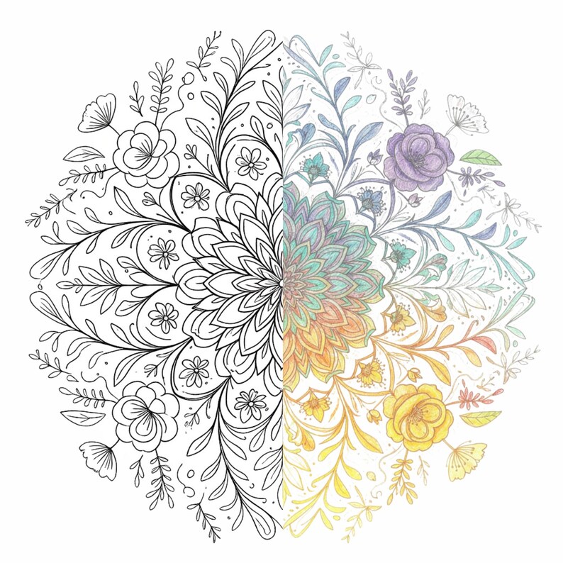 150 Floral Mandala Coloring Pages, Flower Designs, Stress Relief ...