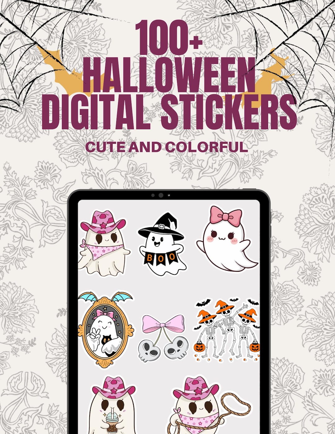 Halloween Digital Stickers, Printable Cute Ghosts, Pumpkin Clipart ...