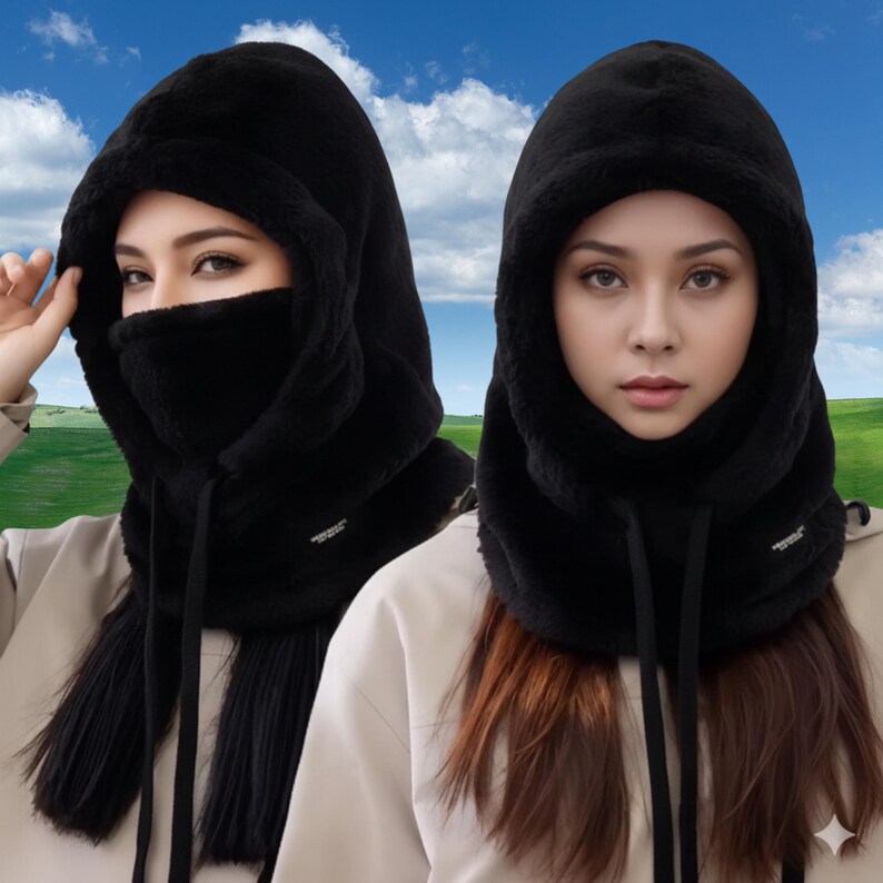 Knit Cotton Balaclava Face Mask – Hooded Winter Face Cover - Etsy