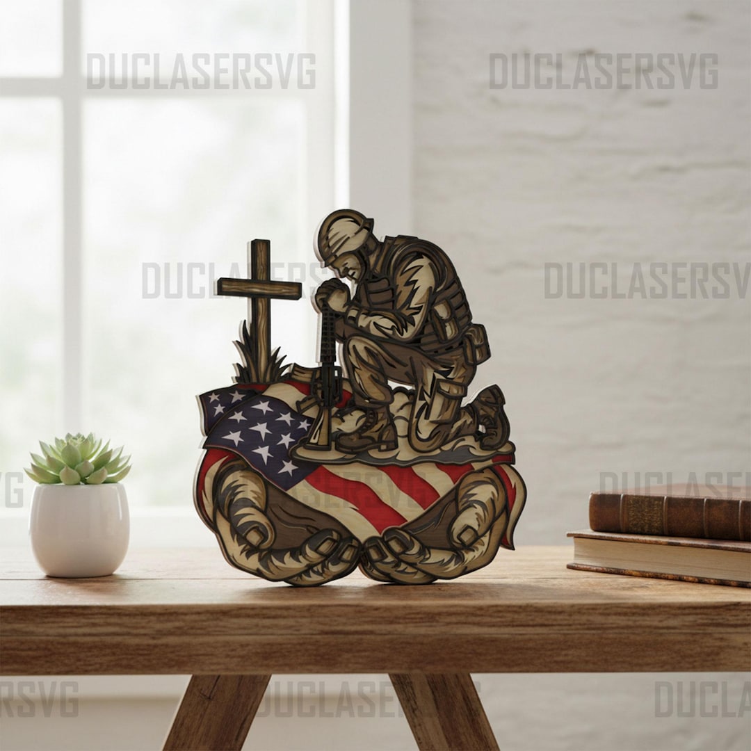 Memorial Soldier Laser Cut SVG , Military Veteran Wood Laser File ...