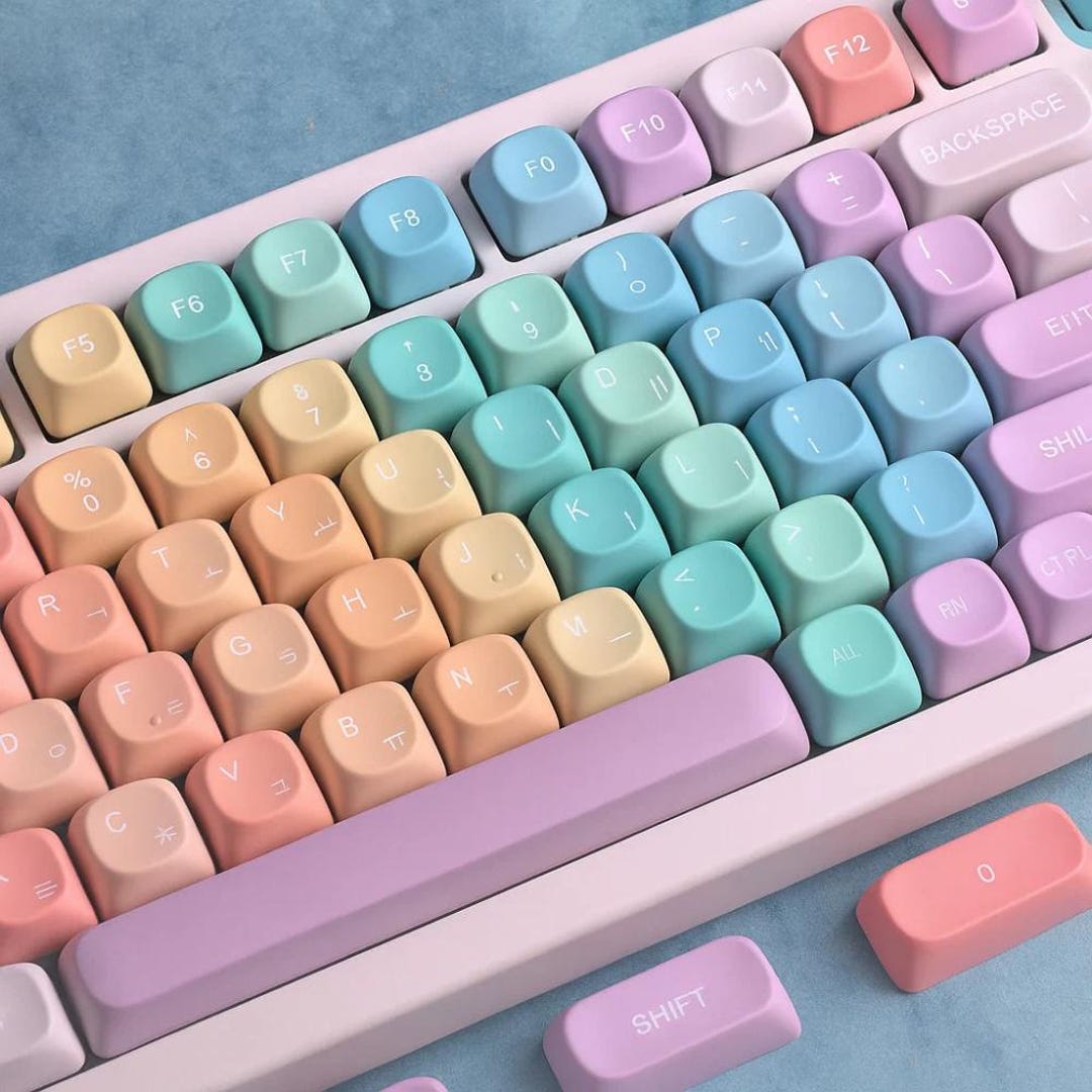 Rainbow Korean Keycap Set MOA Profile | 126 PBT Candy Color Keycaps ...