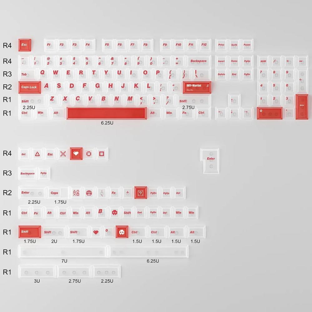 White Frog Korean Keycap Set Cherry Profile | 154 Transparent PC ...