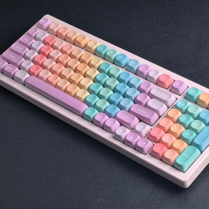 Rainbow Korean Keycap Set MOA Profile | 126 PBT Candy Color Keycaps ...
