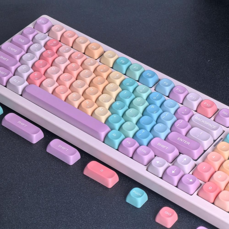 Rainbow Korean Keycap Set MOA Profile | 126 PBT Candy Color Keycaps ...