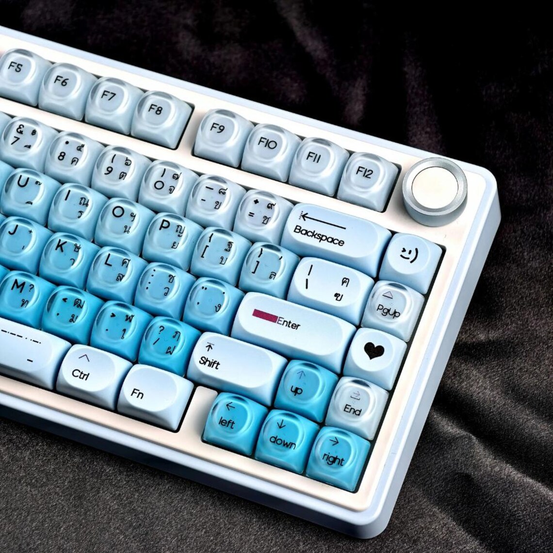 132-key Blue Thai Keycaps | Translucent PBT PC Cherry Profile | Liquid ...