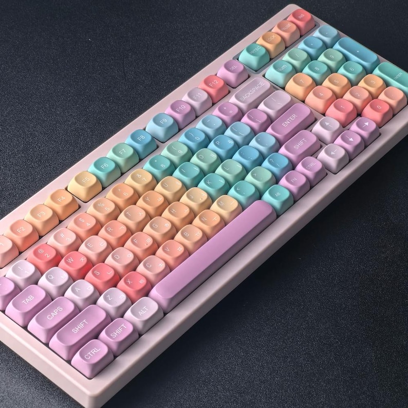 Rainbow Korean Keycap Set MOA Profile | 126 PBT Candy Color Keycaps ...