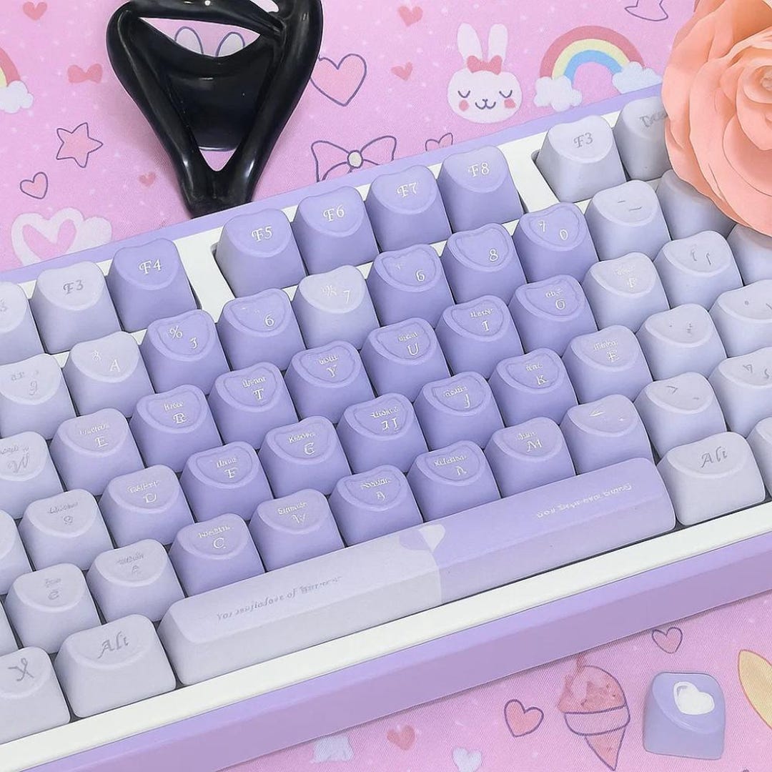 Purple Love Heart Keycap Set | PBT, Romantic French Style, MX Switch - Etsy