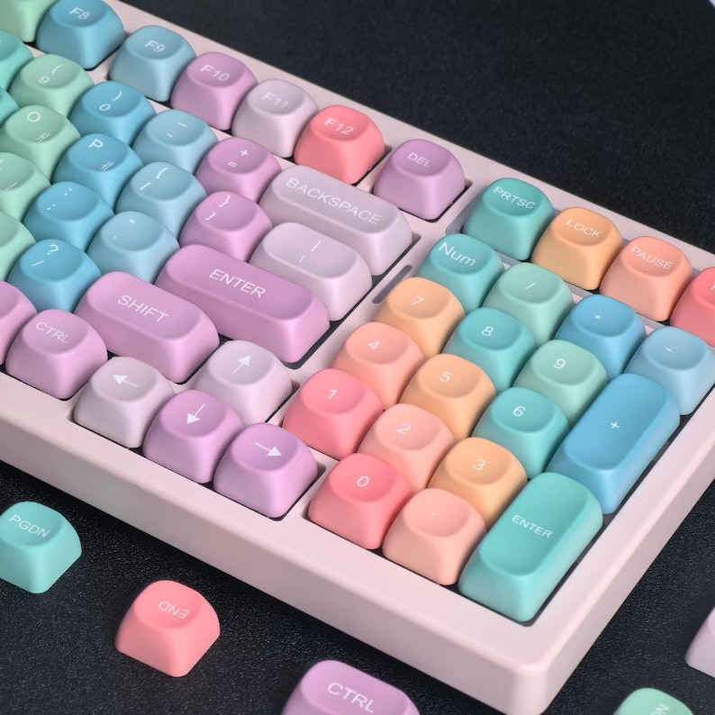 Rainbow Korean Keycap Set MOA Profile | 126 PBT Candy Color Keycaps ...