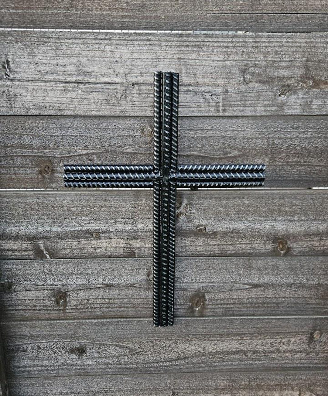 Large Welded Rebar Cross – 20" Industrial Steel Wall Art, Christian ...